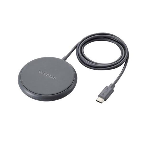 【発売日：2024年03月01日】エレコム ケーブル一体型　Qi規格対応ワイヤレス充電器(5W・卓上・1m) W-QA25DGY ダークグレー【数量限定・未開封店頭在庫】・対応スマートフォンを置くだけで充電ができる、Qi規格対応ワイヤレス充...