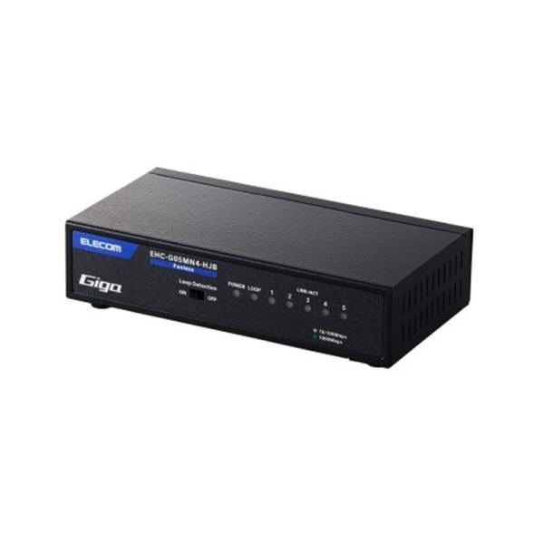 エレコム スイッチングハブ（Giga対応5ポートスイッチ） EHC-G05MN4-HJB ブラック・充実の安心機能スタンダードモデル・メタル筐体・電源内蔵