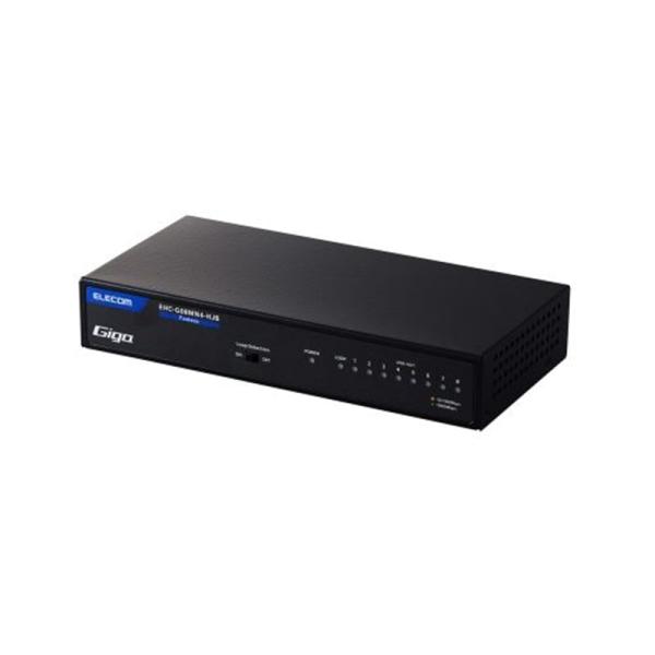 エレコム スイッチングハブ（Giga対応8ポートスイッチ） EHC-G08MN4-HJB ブラック・充実の安心機能スタンダードモデル・メタル筐体・電源内蔵