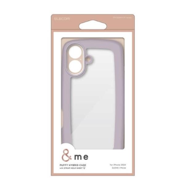 【発売日：2024年09月20日】エレコム iPhone 16対応 &amp;me ハイブリッドケース PM-A24AHVPPU ラベンダー【数量限定・未開封店頭在庫】・フレームがぷっくりと丸い・全周に配置した独自設計のエアークッションが衝...