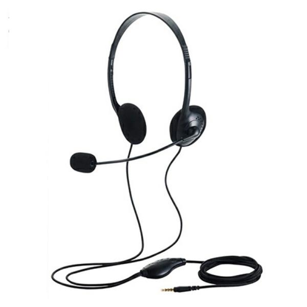 エレコム 両耳小型有線オーバーヘッドセット φ3.5mm4極ミニプラグ HS-HP14STBK ブラック・Web会議やビデオ通話、オンラインゲームでの音声チャットに最適・φ3.5mm4極ミニプラグを搭載・両耳オーバーヘッドタイプ