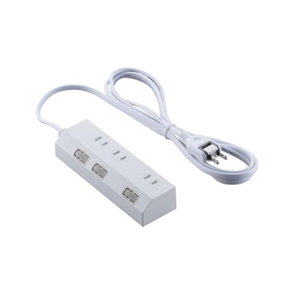 エレコム 個別スイッチ付き3口タップ　磁石付き　2.0m T-IS01M-2320WH ホワイト・好きな場所にタップを吸着できる強力磁石付き・スイッチと差込口が干渉しにくい設計・ホコリ防止シャッター/雷ガード付き