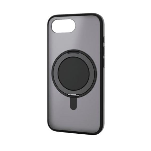 エレコム iPhone 16e対応 ハイブリッドケース PM-A25SMAGSTBK マットブラック・磁力装着×ワイヤレス充電対応タイプ・360度回転するスタンド付属・効率的に衝撃を吸収