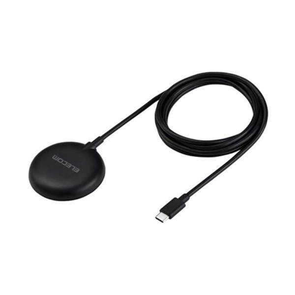 エレコム カラフルマグネットQi2規格対応ワイヤレス充電器(15W・卓上) W-MA10BK ブラック・Qi2規格対応、マグネットでピタッとくっついて充電・最大出力15W・長さ約1.5mの一体型ケーブルを採用