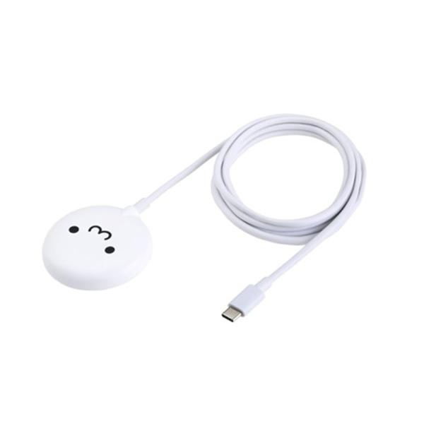 エレコム カラフルマグネットQi2規格対応ワイヤレス充電器(15W・卓上) W-MA10WF しろちゃん(ホワイト×ブラック)・Qi2規格対応、マグネットでピタッとくっついて充電・最大出力15W・長さ約1.5mの一体型ケーブルを採用