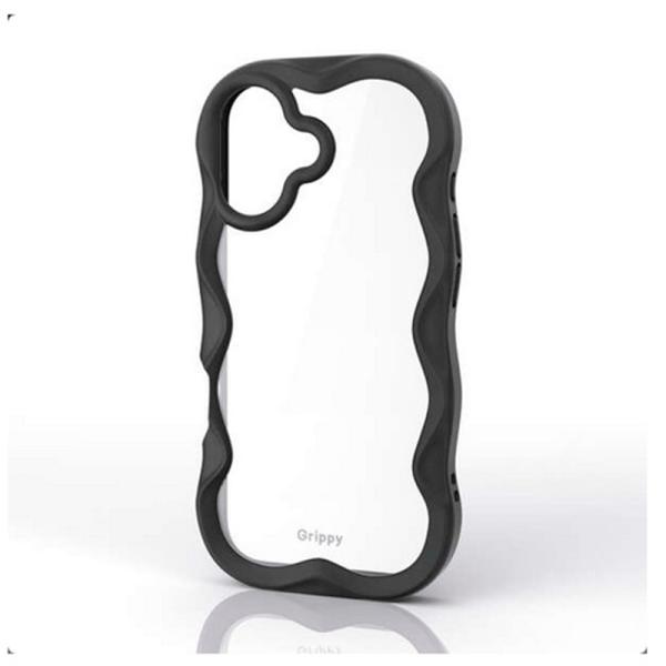 エレコム iPhone 17対応 Grippy ハイブリッドケース メタルステッカー付 PM-A25AFCWAVEBK ブラックお取寄せの場合の納期目安：5月上旬以降（4/9現在）・手のひら、指に自然にフィット・遊び心と実用性を兼ね備えたハ...