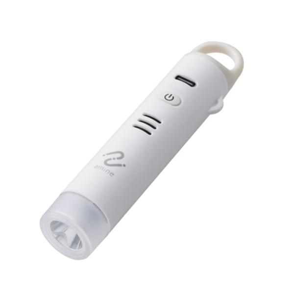 エレコム 紛失防止タグ・LEDライト搭載 スマホ連携防犯ブザー iPhone版 LGT-UCSS1WHM ナチュラルホワイト・LEDライトで暗い道を照らし、ピンを引くだけでアラーム音と光で周囲に危険を知らせる防犯ブザー・iPhoneと連携、...