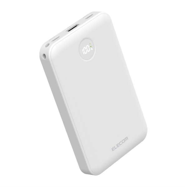 エレコム 残量表示機能付きモバイルバッテリー(10000mAh/22.5W) DE-C76-10000WH ホワイト　容量：10,000ｍAh・大容量10000mAhで、外出先でも安心して充電・最大出力22.5W、スマートフォンを高速充電可...
