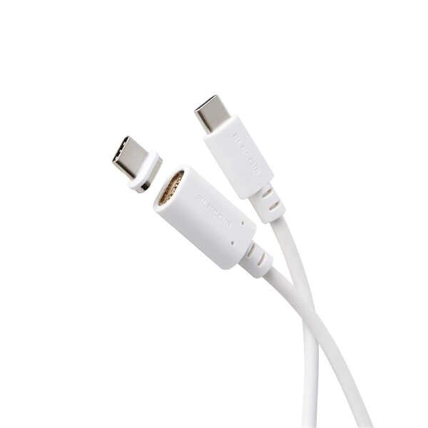 エレコム ピタッとマグネットケーブル(USB Type-C(TM) - USB Type-C/60W) MPA-CCMA10WH ホワイト・磁力でしっかり接続するUSB Type-C着脱式コネクターを片側に採用したUSB Type-Cケーブ...