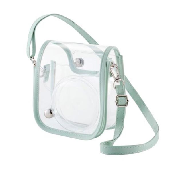 エレコム instax mini 12用(チェキ) カメラケース IC-CCM12GN クリア/グリーン・instax mini 12専用・簡単着脱のマグネットフラップ採用・ストラップ付属