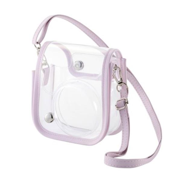 エレコム instax mini 12用(チェキ) カメラケース IC-CCM12PN クリア/ピンク・instax mini 12専用・簡単着脱のマグネットフラップ採用・ストラップ付属