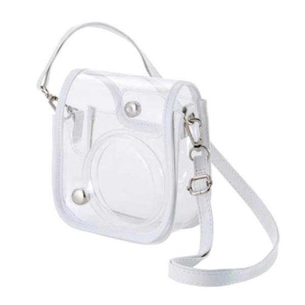 エレコム instax mini 12用(チェキ) カメラケース IC-CCM12WH クリア/ホワイト・instax mini 12専用・簡単着脱のマグネットフラップ採用・ストラップ付属