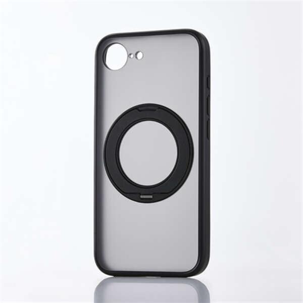 エレコム iPhone 16e対応 ハイブリッドケース PM-A25SMGSTKMBK ブラック・本体を徹底保護×磁力装着設計・MAGKEEPで磁力装着タイプのワイヤレス充電器に対応・便利な回転式スタンド付き