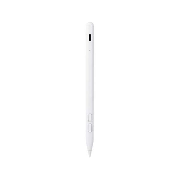 エレコム iPad用 Bluetooth(R)アクティブタッチペン P-TPACSTAP14WH ホワイト・「戻す」と「消す」を、ショートカットボタンで操作できる・約30分でフル充電可能な急速充電機能を搭載・交換用ペン先2個付属
