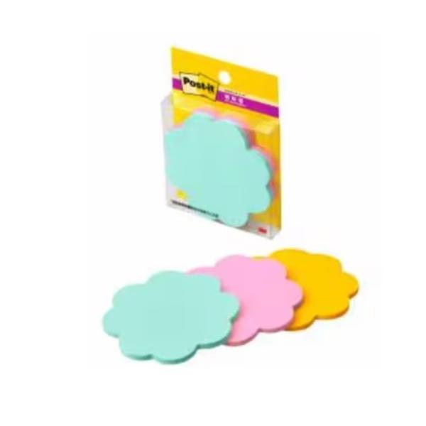 スリーエム ポスト・イット 強粘着 シルエットノート SSS-FLU フラワー・粘着力が約2倍の強粘着タイプ・はがれやすかった場所にもしっかり貼れる・多色アソート/69 mm x 69 mm, 30 枚