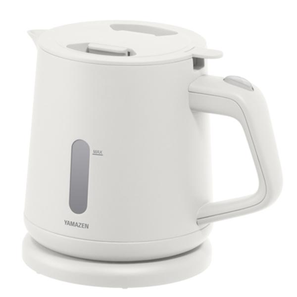 山善 湯こぼれ防止電気ケトル NEKU-1012SJ-W ・注ぎ口の開閉を片手で操作できる「給湯レバー」を搭載・湯こぼれ防止機能付き・空焚き防止機能付き