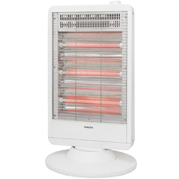 山善 遠赤外線　縦型電気ストーブ KSE-M098(W) ホワイト【数量限定・未開封店頭在庫】・強・中・弱の3段階切換・転倒OFFスイッチ付き・左右自動首振り