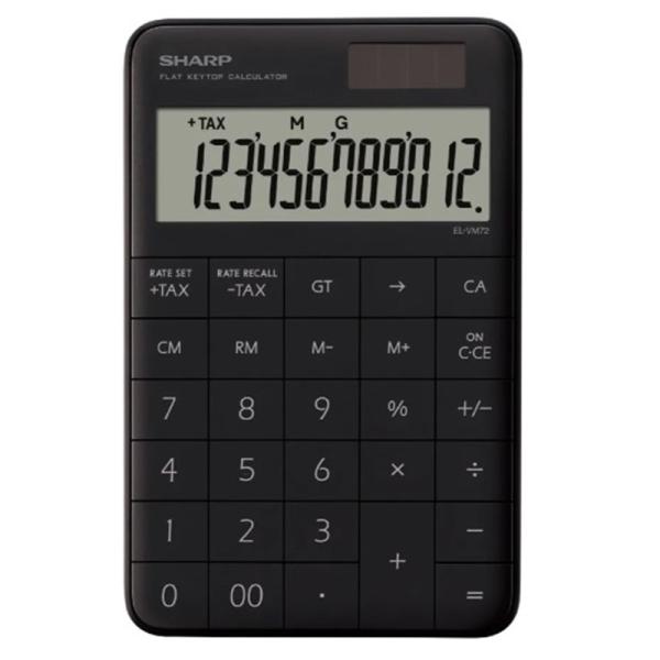 【発売日：2024年02月21日】SHARP（シャープ） 電卓　ミニナイスサイズタイプ EL-VM72-BX ブラック系・「フラットフェース」形状のスタイリッシュなデザイン・バッグへの収納や持ち運びにも便利・パソコンのキーのような押し感で快...