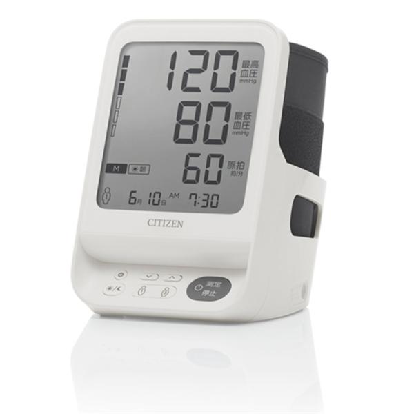 シチズン・システムズ シチズン上腕式血圧計 CHUH719 ホワイト系・装着しやすいカプッとカフ仕様・130回×2人分をメモリー機能搭載カ・大きくて見やすい大画面液晶