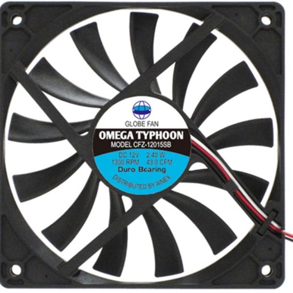 Ainex（アイネックス） ＯＭＥＧＡ　ＴＹＰＨＯＯＮ　１２０ｍｍ　薄型超静音タイプ CFZ-12015SB ・薄型超静音タイプ・固定用ネジ×4個付