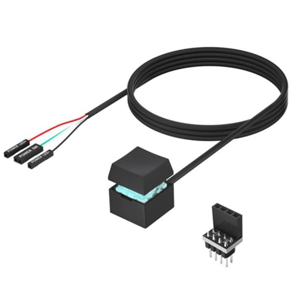 Ainex（アイネックス） 電源スイッチ　有線リモコン DTE-03 ブラック・パソコン本体から離れて、手元でパソコンの電源操作ができる・メカニカルキーボードのボタン採用・分岐コネクタ付属