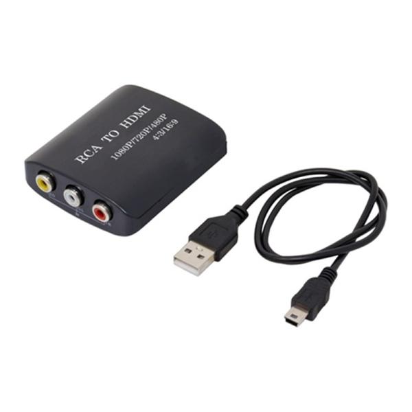 Ainex（アイネックス） RCA-HDMI変換器 縦横比&amp;解像度切り替え対応 MCV-RCAHD02 ブラック・RCAデバイスからHDMIポート搭載テレビ／ディスプレイなどに映像と音声を出力・縦横比と解像度の切り替えに対応・最大フ...