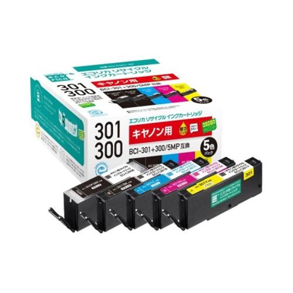【発売日：2023年09月07日】エコリカ エコリカ CANON ( キヤノン ) BCI-301+300/5MP 対応 リサイクル インク カートリッジ 5色パック 残量表示機能付 ECI-C301-5P ・エコリカ リサイクルインクカー...