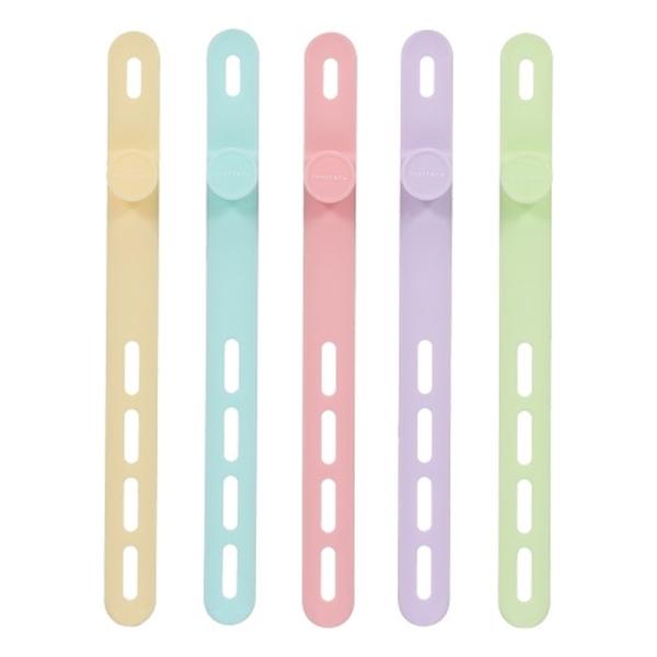 MOTTERU（モッテル） ソフトタッチ ケーブルバンド sofumo シリコン 北欧 4つ穴タイプ MOT-CBBAND04-SE シャーベットカラー・大きめサイズ 4つ穴タイプ・配線をすっきり整理・明るく程よい甘さのある色彩の5色（計5...