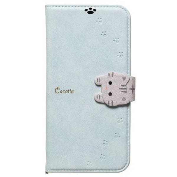 NATURAL design Google pixel 8a 手帳型ケース New Cocotte GP8a-COT09 ブルーグレー・カードポケットとストラップにもあしあと付き。細かいところにも可愛いワンポイント・マグネットフラップで開け...