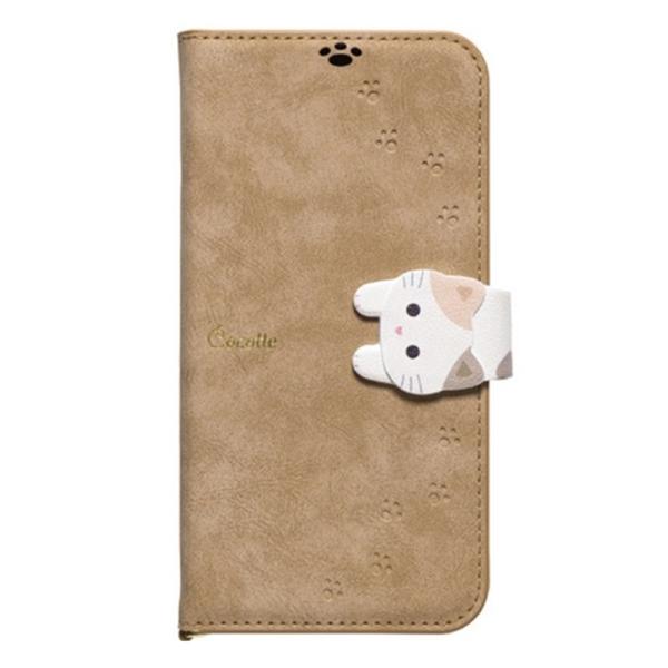 NATURAL design iPhone16e対応 手帳型ケース（New Cocotte） iP24SP-COT05 ベージュ・かわいい猫ちゃんといつでも一緒・ココットが新デザインで登場・QIワイヤレス対応
