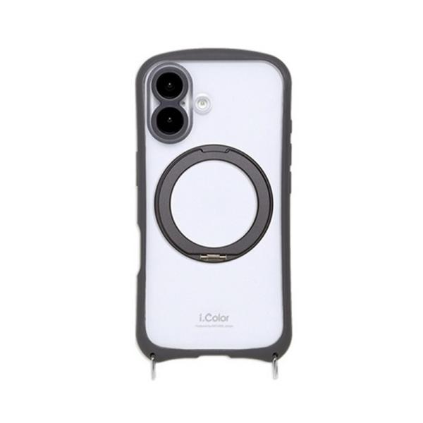 NATURAL design iPhone 17対応 背面型ケース（i.Color+） iP25-61-ICMG01 チャコール・使い方広がるMagsafe対応リング・2つの素材を組み合わせて耐衝撃性アップ・ケースをつけたままワイヤレス充電