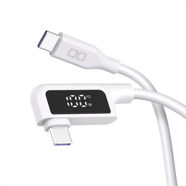 ＣＩＯ L字 CtoC 1m 液晶ディスプレイ付きシリコンケーブル CIO-SLL-SC-CC1-WH ホワイト・100W対応 L字型・USB Type-C コネクタ・ディスプレイ付き