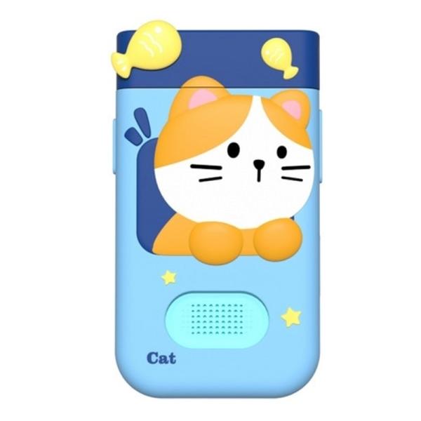 Ｂｌｕｅｍａｋｅ スマホ型キッズカメラ（ブルー・ねこ） BM-100SKC ブルー・180°回転カメラ機能・画面タッチ操作可能・ネックストラップ付