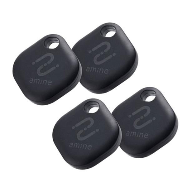 Logitec（ロジテック） iOS / iPadOS対応 タグ型スマートトラッカー amine (あみね) LGT-BETG1BKA4 ブラック　4個セット・iPhoneの「探す」アプリから荷物のありかを探せるタグ型のスマートトラッカー・...