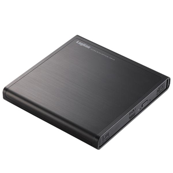 Logitec（ロジテック） ポータブルDVDドライブ LDR-PMM8U2LBK ブラック・奥行約13.4cmのコンパクト設計で、ノートパソコンと一緒に持ち運ぶのに便利・傷や汚れに強いアルミヘアライン加工を採用・USB-Aケーブル1本でバ...