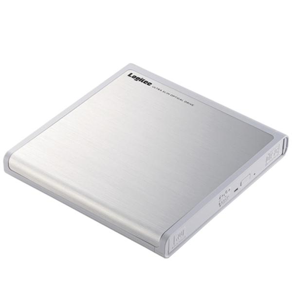 Logitec（ロジテック） ポータブルDVDドライブ LDR-PMM8U2LWH ホワイト・奥行約13.4cmのコンパクト設計で、ノートパソコンと一緒に持ち運ぶのに便利・傷や汚れに強いアルミヘアライン加工を採用・USB-Aケーブル1本でバ...