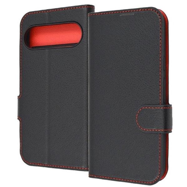 レイアウト Google Pixel 9 / Google Pixel 9 Pro用手帳型レザーケース RT-GP9PELC1/BR ブラック/レッド・カードが入れられる大容量な収納ポケット・軽量で薄く持ち運びしやすい・動画視聴などに便利な...