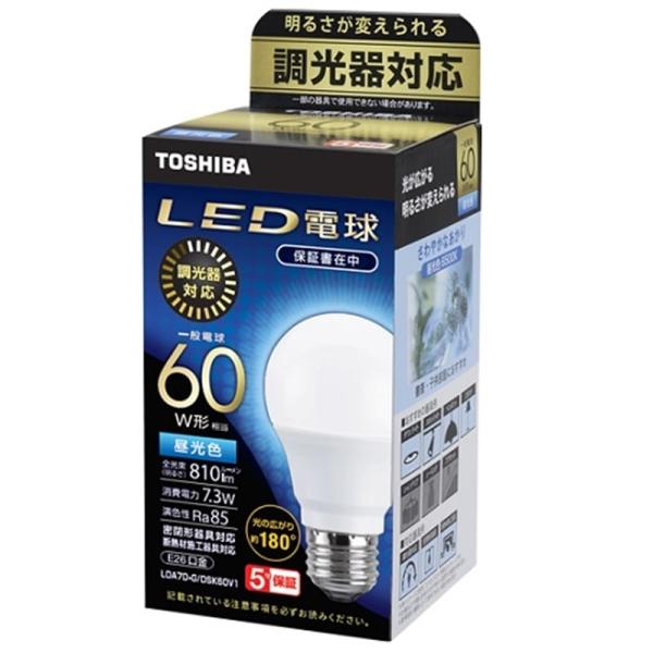 東芝（TOSHIBA） LED電球 LDA7D-G/DSK60V1 昼光色　60W形相当/E26口金・調光器対応・さわやかなあかり・光が広がる広配光タイプ