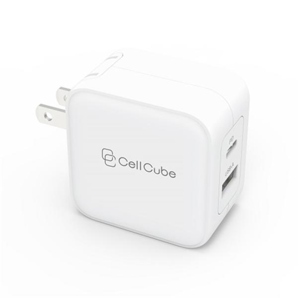 FUNMAXJAPAN CellCube2ポートUSB-C Fast Charger(PD20w share） CC-AC04 ホワイト・最大20W出力対応・USB-Cポート、USB-Aポートが2ポート搭載・2台同時充電可能