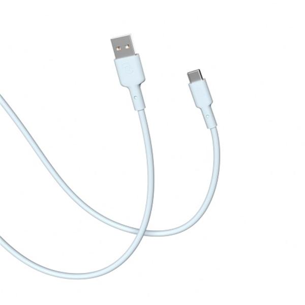 FUNMAXJAPAN CellCube TSUNAGU mayu USB-A to USB-Cケーブル（1.0m） CC-CB06-LB ライトブルー（白藍）・シリコン素材採用・メーカー独自の安全・安心設計・絡まないやわらかケーブル