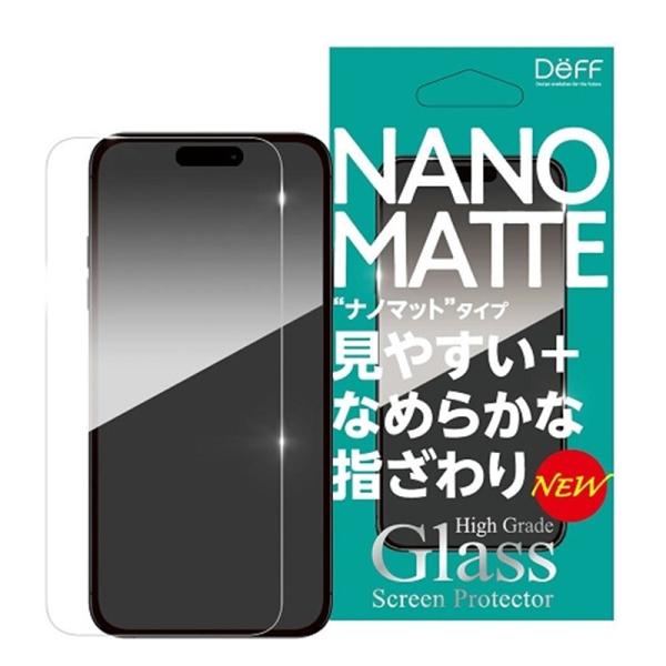 Deff iPhone 16用 液晶保護ガラスフィルム High Grade Glass Screen Protector（ナノマット） DG-IP24MNM2F ・ナノマットタイプ・指滑りの良さ・厚さ0.25mmの化学強化ガラスでタッチ感...