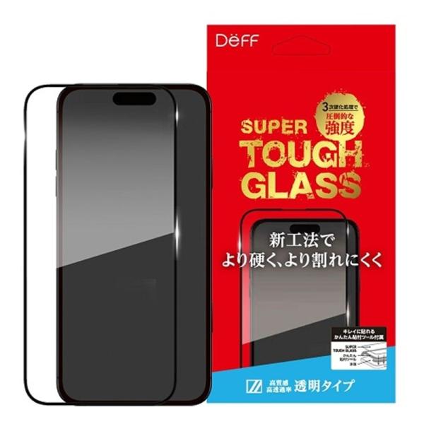 Deff iPhone 16用 液晶保護ガラスフィルム SUPER TOUGH GLASS DG-IP24MG3SF ・透明・高光沢タイプ・ダメージの多い縁割れを大幅に低減・かんたん貼付ツール付属