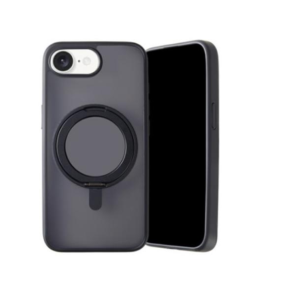 Deff iPhone 16e対応 リング＆スタンド付きケース「RINGMASTER」 DCS-IPESE4RBK マットブラック・360度自由に回転できるギア＋ラッチ構造を採用したリングベース・フィンガーリングとしてだけでなくスタンドとし...