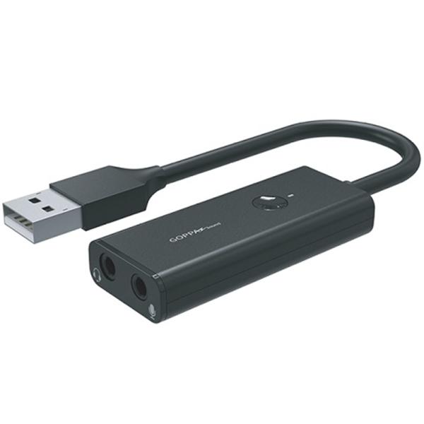 GOPPA ミュートボタン搭載 USBオーディオ変換アダプター GP-AUA2HM/B ブラック・96kHz／24bit再生対応・小型／軽量・USBコネクター「Standard-A」