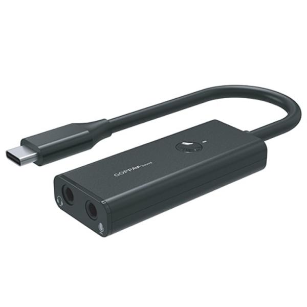 GOPPA ミュートボタン搭載 USBオーディオ変換アダプター GP-AUC2HM/B ブラック・96kHz／24bit再生対応・小型／軽量・USBコネクター「Type-C」