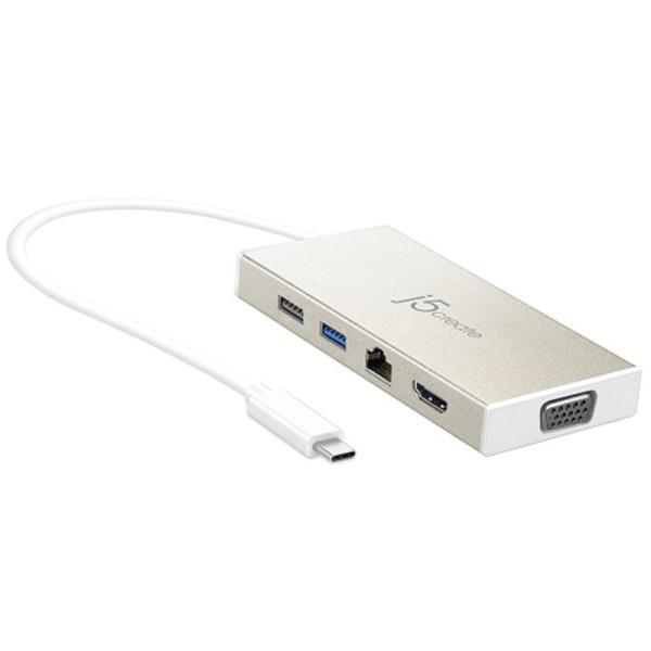 【発売日：2017年07月21日】j5 create JCD376 USB 3.1 Type-C Fully Functional Mini Dock JCD376 シルバー・ギガビットイーサネット、VGA、HDMIポート独立搭載、簡単にデ...