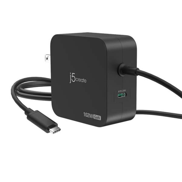 【発売日：2024年07月05日】j5 create 急速充電器　102W GaN PD3.0 USB-C　2Port Wall Charger JUP25102 【数量限定・未開封店頭在庫】・GaN窒化ガリウムを搭載したUSB-C電源アダ...