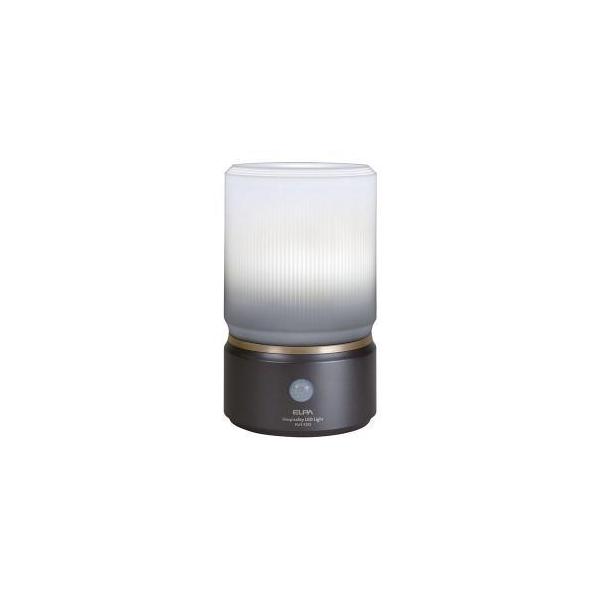 ELPA もてなしライト・据置（大） HLH-1202(DB) ダークブラウン<b><u>※電池別売（アルカリ）単１×４本</u></b>・センサー感知でふわっと点灯、ふわっと消灯・底面のフッ...