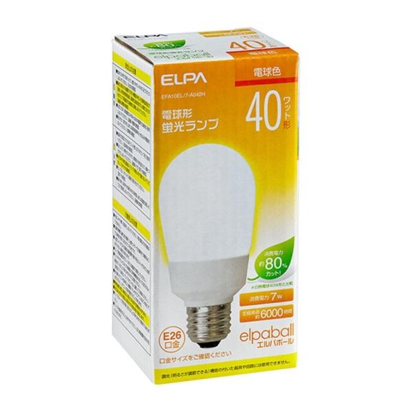 ELPA 電球型蛍光灯　Ｅ２６　４０Ｗ　１個入り EFA10EL/7-A042H 電球色・40W形・E26・電球色
