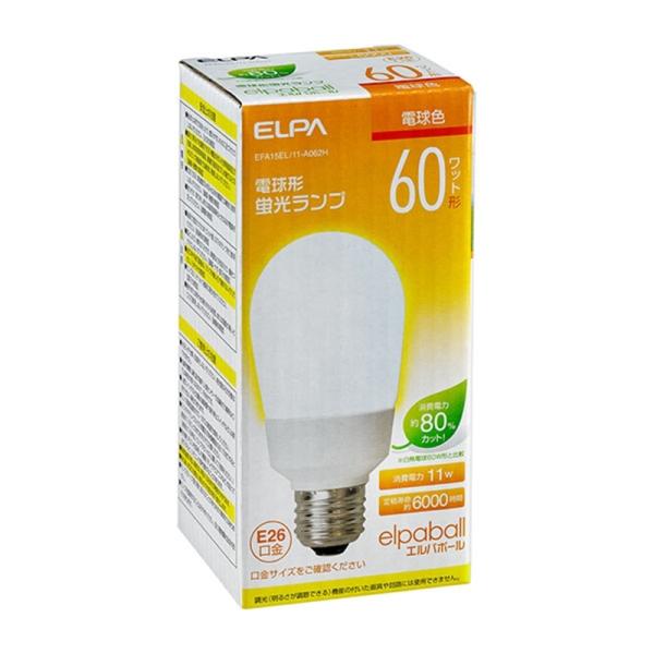 ELPA 電球型蛍光灯　Ｅ２６　６０Ｗ　１個入り EFA15EL/11-A062H 電球色・60W形・E26・電球色